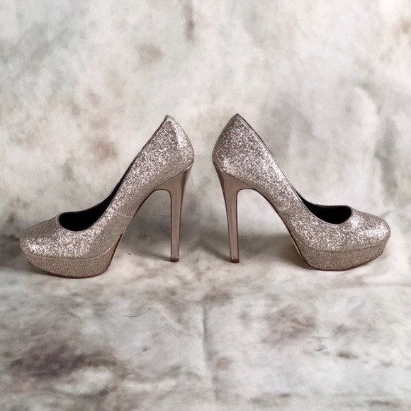 Aldo | Shoes | Aldo Sparkly Silver Round Toe Platform Pumps | Poshmark
